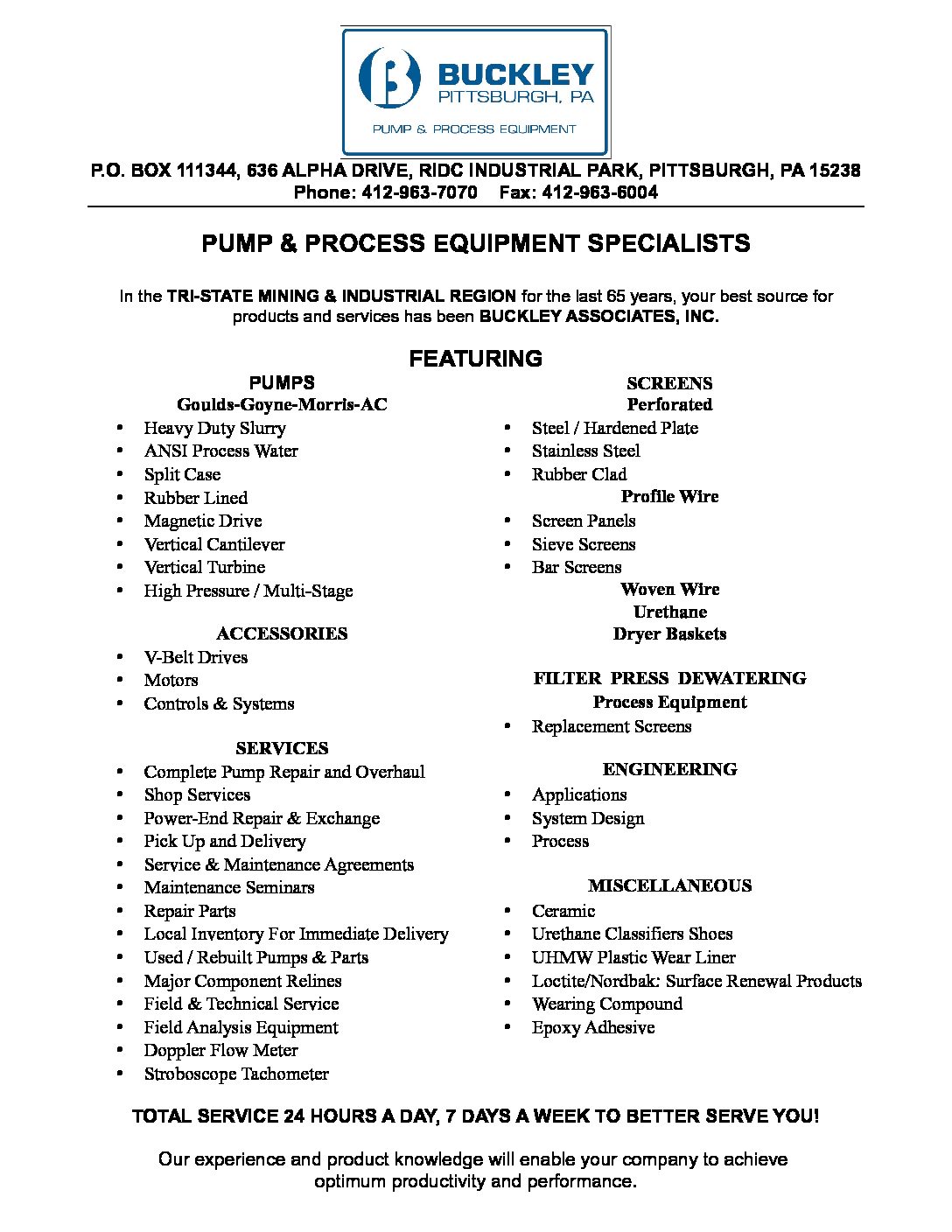 PRODUCT LINE CARD
